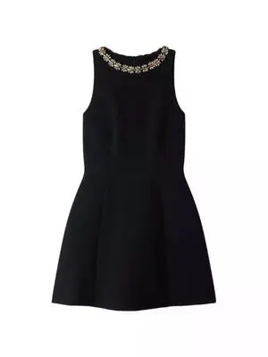 Sandro Embellished Neck Sleeveless Mini Dress - Black