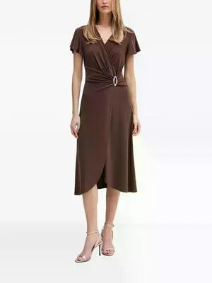 Joseph Ribkoff Buckle-detail Wrap-style Midi Dress - Brown