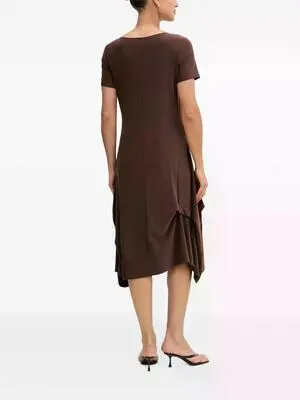 Joseph Ribkoff Asymmetric-hem Short-sleeve Midi Dress - Brown