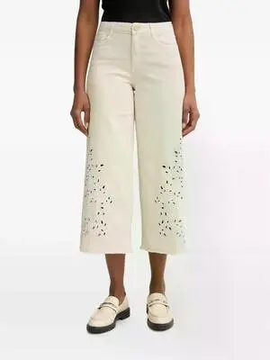 Joseph Ribkoff Broderie Anglaise Cropped Jeans - Neutrals