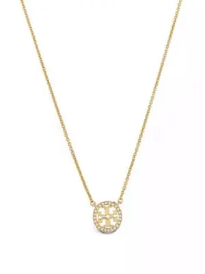 Tory Burch Miller Crystal-embellished Logo Pendant Necklace - Gold