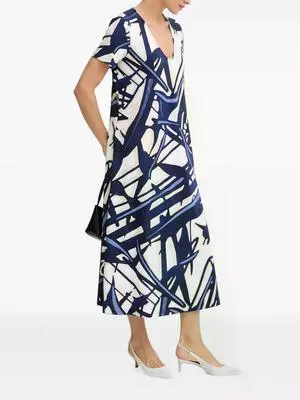 Joseph Ribkoff Abstract-print V-neck Midi Dress