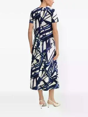 Joseph Ribkoff Abstract-print V-neck Midi Dress