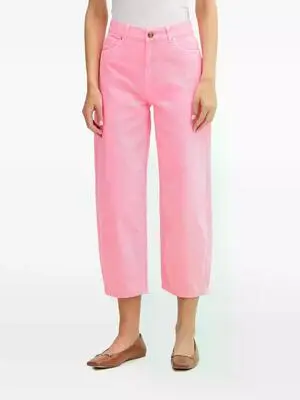 LOLA CASADEMUNT Logo-patch Cropped Jeans - Pink