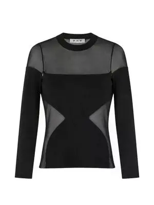 Ph5 Sheer-panel Long-sleeve Top - Black