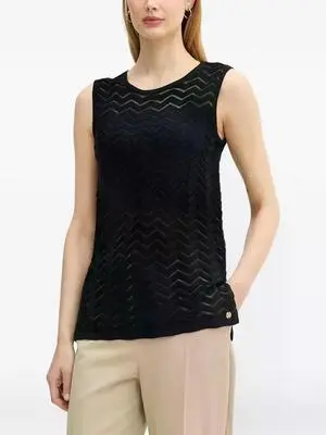 Joseph Ribkoff Chevron-knit Sleeveless Top - Black