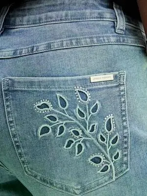 Joseph Ribkoff Embroidered Eyelet Raw-cut Jeans
