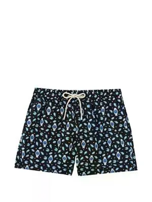 MC2 SAINT BARTH Graphic-print Drawstring Swim Shorts - Black