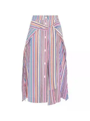CUANNA Striped Tie-waist Skirt - White