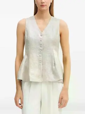 Joseph Ribkoff Metallic-effect Peplum Top - Neutrals
