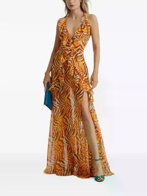 CUANNA Luna Ruffled Zebra-print Maxi Dress
