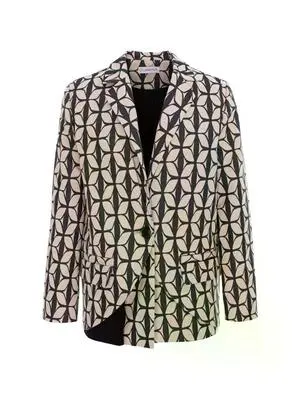 CUANNA Geometric Print Asymmetrical Blazer