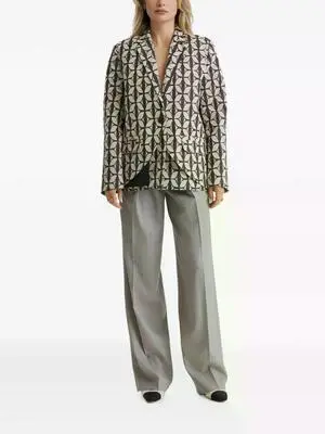 CUANNA Geometric Print Asymmetrical Blazer