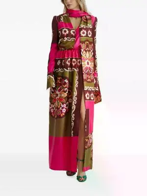 CUANNA Floral-print Silk-satin Dress