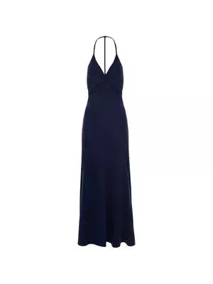 CUANNA Halterneck Ruched Dress - Blue