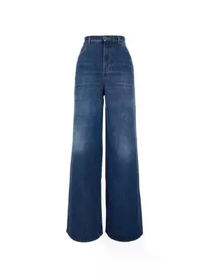 Chloé Logo-patch Wide-leg Jeans - Blue