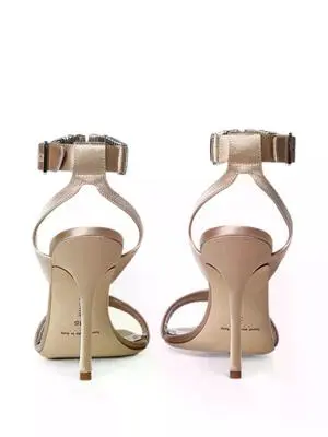 Manolo Blahnik Bayosan Crystal-embellished Buckle-fastening Sandals - Neutrals