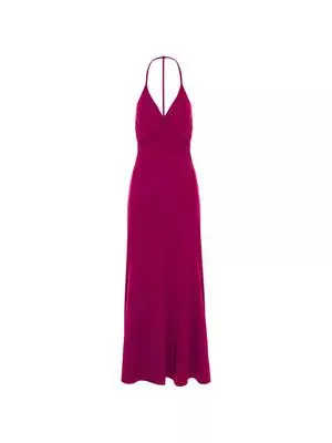 CUANNA Ruched Halterneck Dress - Pink