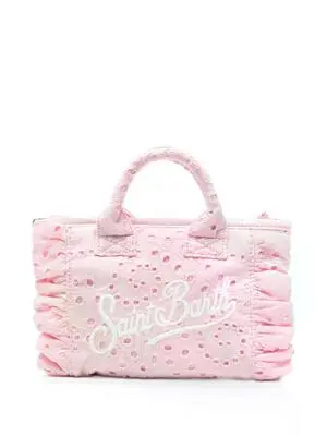 MC2 SAINT BARTH Vanity Mini Volant Ruffled Broderie-anglaise Tote Bag - Pink