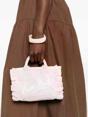 MC2 SAINT BARTH Mini Volant Ruffled Broderie-anglaise Tote Bag