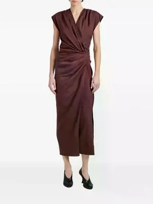 Proenza Schouler Bettina Dress In Eco Stretch Viscose Linen - Brown