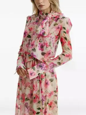 CUANNA Floral-print Pussy-bow Dress