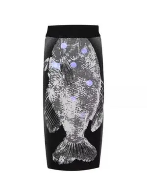 Ph5 Reflective Fish-intarsia Midi Skirt - Black