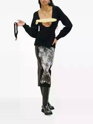 Ph5 Reflective Fish-intarsia Midi Skirt