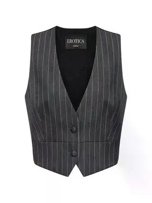 DONDUP Pinstripe V-neck Waistcoat - Grey