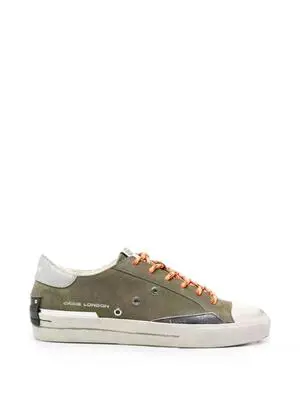 CRIME LONDON Recut Low Distressed-effect Lace-up Sneakers - Green