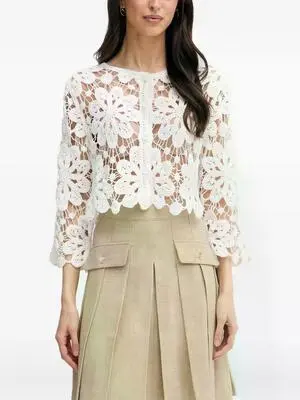 Joseph Ribkoff Floral-crochet Cardigan - White