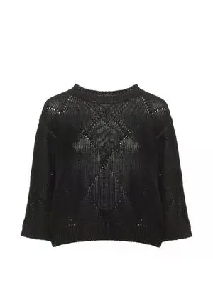 Peserico Sequin-embellished Open-knit Sweater - Black