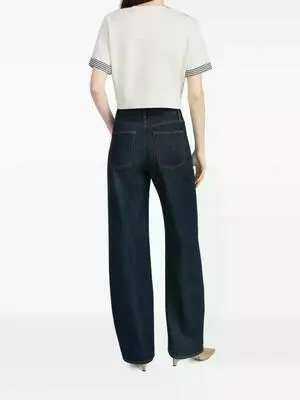 FRAME Striped-cuff T-shirt