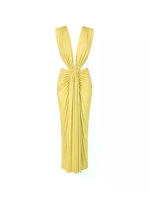BAOBAB Pia Maxi Ruched Cutout Dress - Yellow