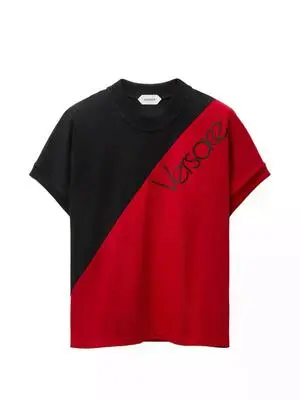 Versace Logo-embroidered Colour-block T-shirt