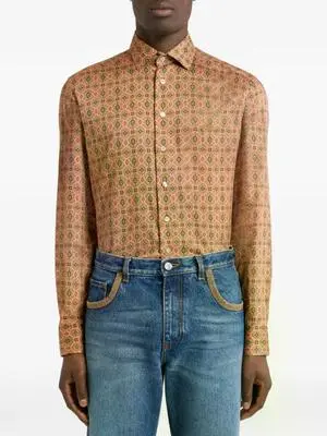Etro Cotton Satin Shirt With Medallion Motif