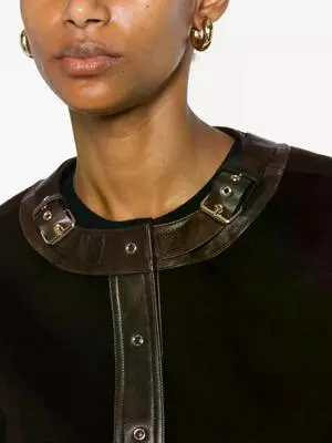 Sandro Leather-trim Buckle-detail Jacket