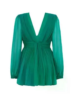 Alberta Ferretti Pleated Silk-chiffon Mini Dress