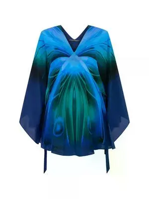 Alberta Ferretti Gradient-effect V-neck Blouse - Blue