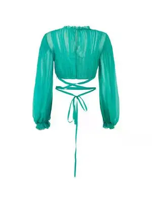 Alberta Ferretti Cropped Tie-fastening Blouse