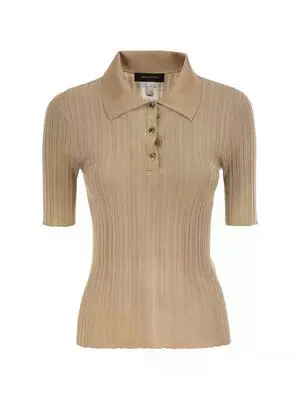 Fabiana Filippi Ribbed-knit Polo Shirt - Neutrals