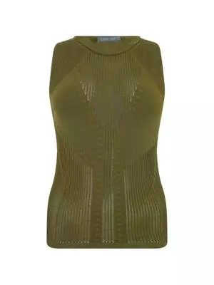 Alberta Ferretti Pointelle-knit Sleeveless Top - Green