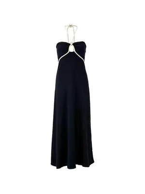Johanna Ortiz Gleymoon Halterneck Maxi Dress - Blue