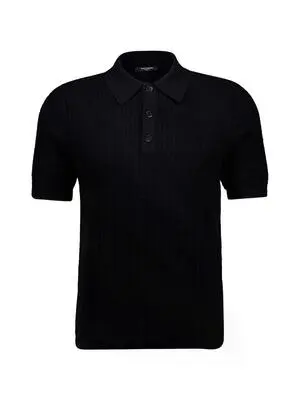 Balmain Monogram-knit Polo Shirt - Black
