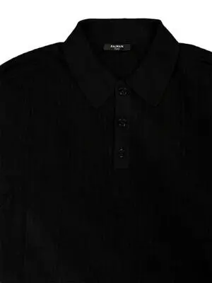 Balmain Monogram-knit Polo Shirt