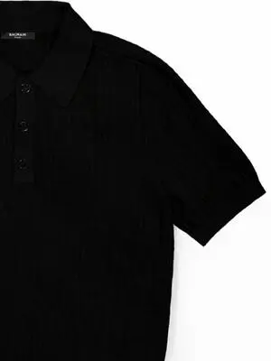 Balmain Monogram-knit Polo Shirt