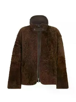 Brunello Cucinelli Fuzzy-shearling Reversible Outerwear Jacket With Monili - Brown