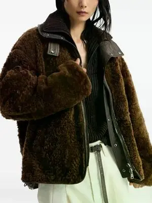 Brunello Cucinelli Fuzzy Shearling Reversible Outerwear Jacket With Monili Detail - Brown