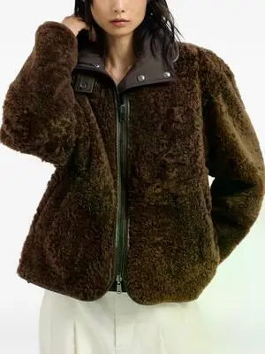 Brunello Cucinelli Fuzzy Shearling Reversible Outerwear Jacket With Monili Detail - Brown