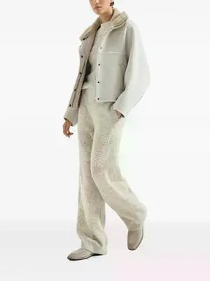 Brunello Cucinelli Sparkling Mohair And Virgin Wool Knit Track Trousers - Neutrals